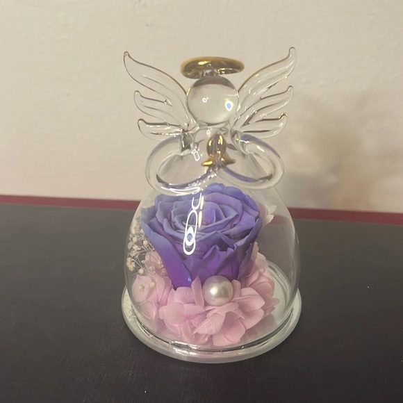 Art | Eternal Purple Rose W Pearl Glass Angel Figurine | Poshmark